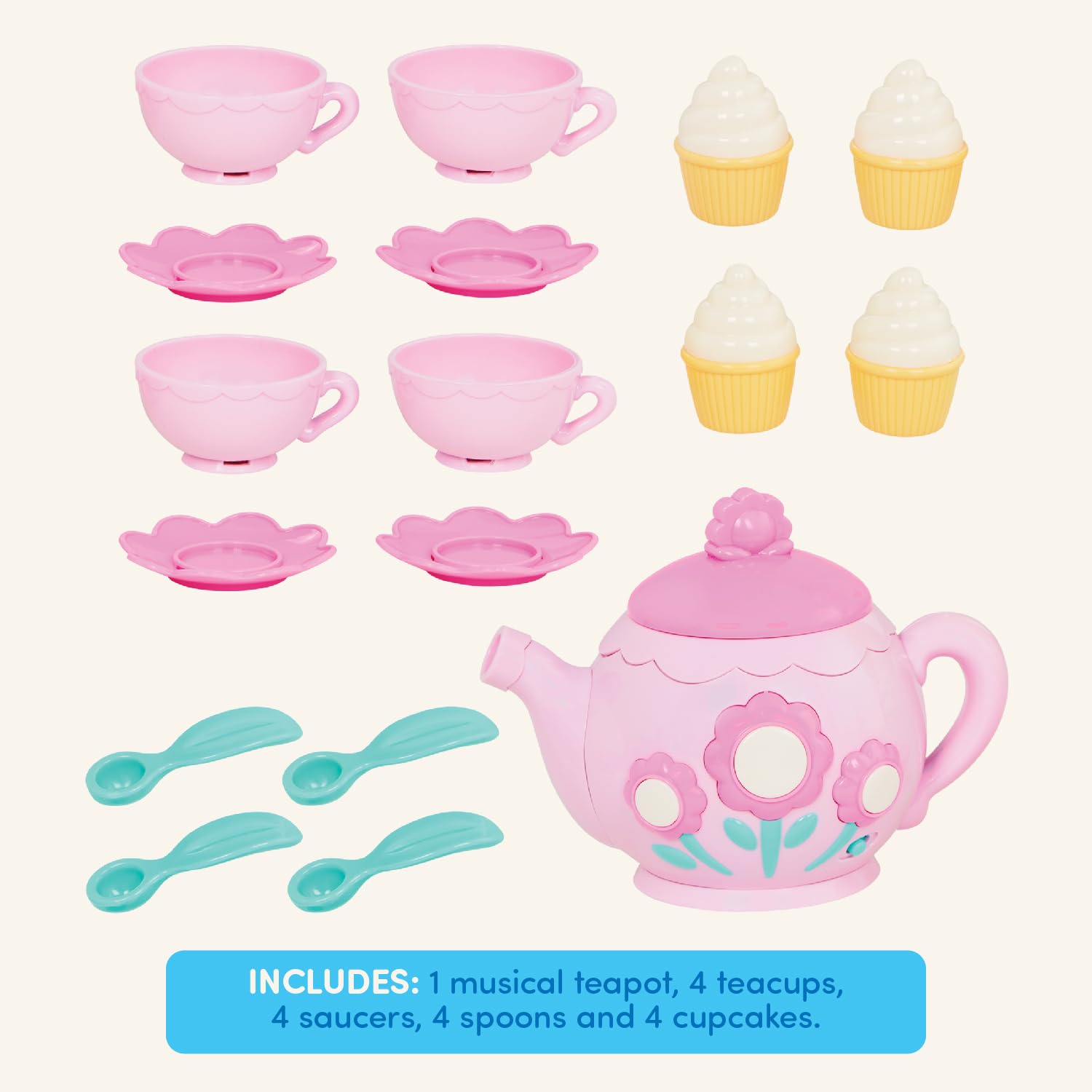Battat- Play Circle- Singing Teapot β Toy Food β Pretend Play- Kitchen Set β 3 years + (17 Pcs)