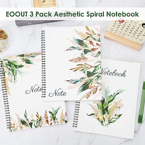 EOOUT 3pcs Aesthetic Spiral Notebook Journal For Women 10.5 x 8.5 Inches College Ruled Notebook Perfect to Stay Organized and Boost Productivity at Work or School