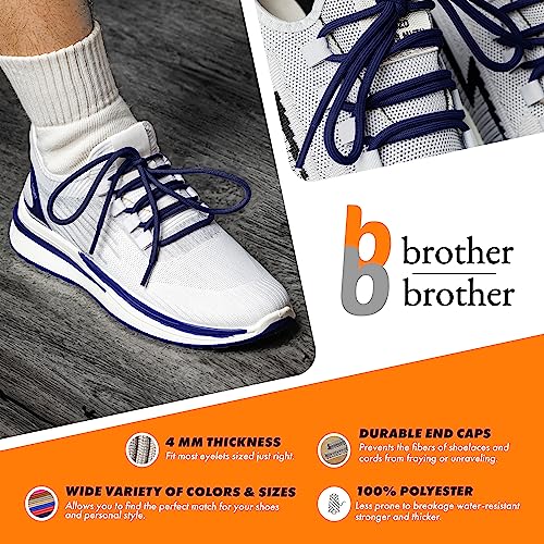 BB BROTHER BROTHER Round Athletic Shoe Laces Navy Blue (1 Pair) Heavy Duty Replacement Shoelaces, 4mm Shoe Strings for Men’s and Women’s Running Sneakers, Gym Trainers, Work Boots, Sports Shoes 48''