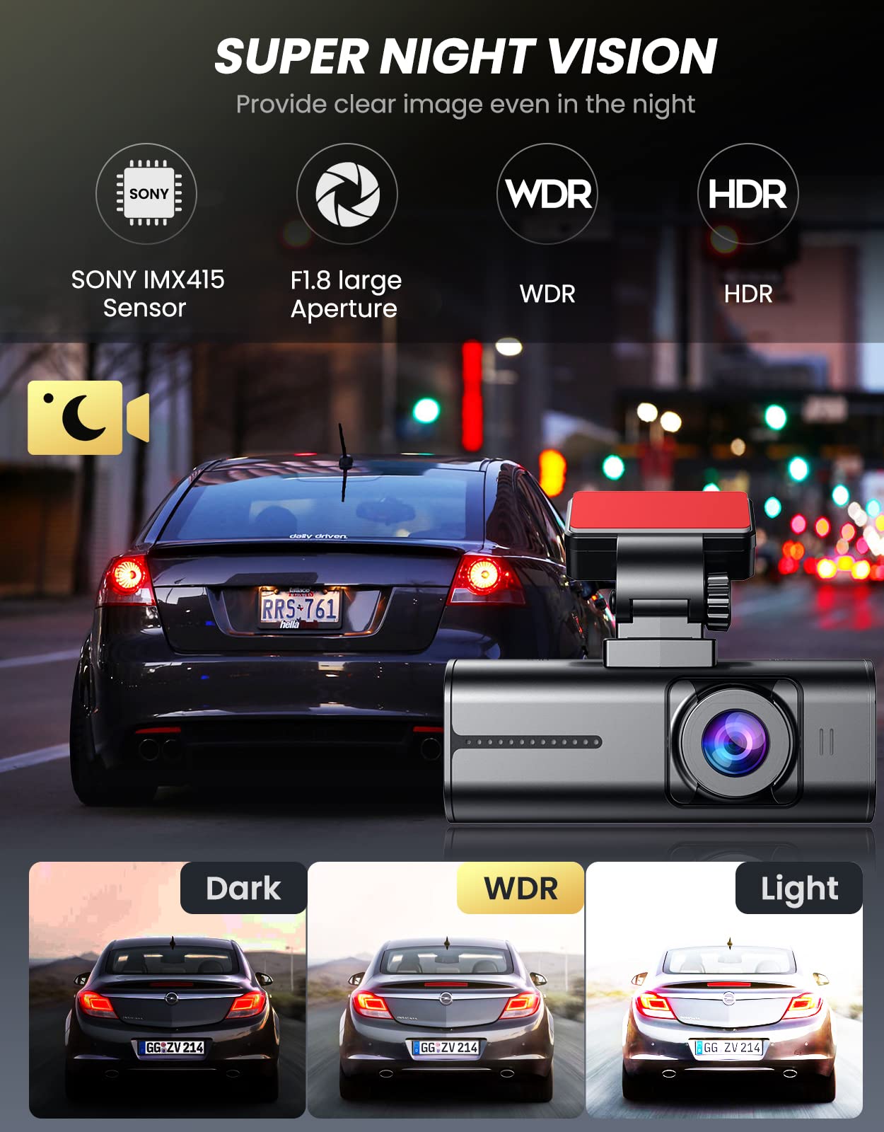 Blueskysea 4K Dual Dashcam, Front Rear Dash Camera Built-in GPS WiFi, Front 4K and Rear 1080P Dual Car Camera,3.16" Display,150° Wide Angle Car Camera with Sony-STARVIS Sensor