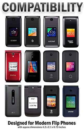 Flip Phone Case, Nakedcellphone Black Vegan Leather Vertical Pouch [with Belt Loop, Metal Clip, Magnetic Closure] for Alcatel Go Flip V, MyFlip, TCL Flip Pro Classic, Cingular Flip 4, Nokia 2720 2760