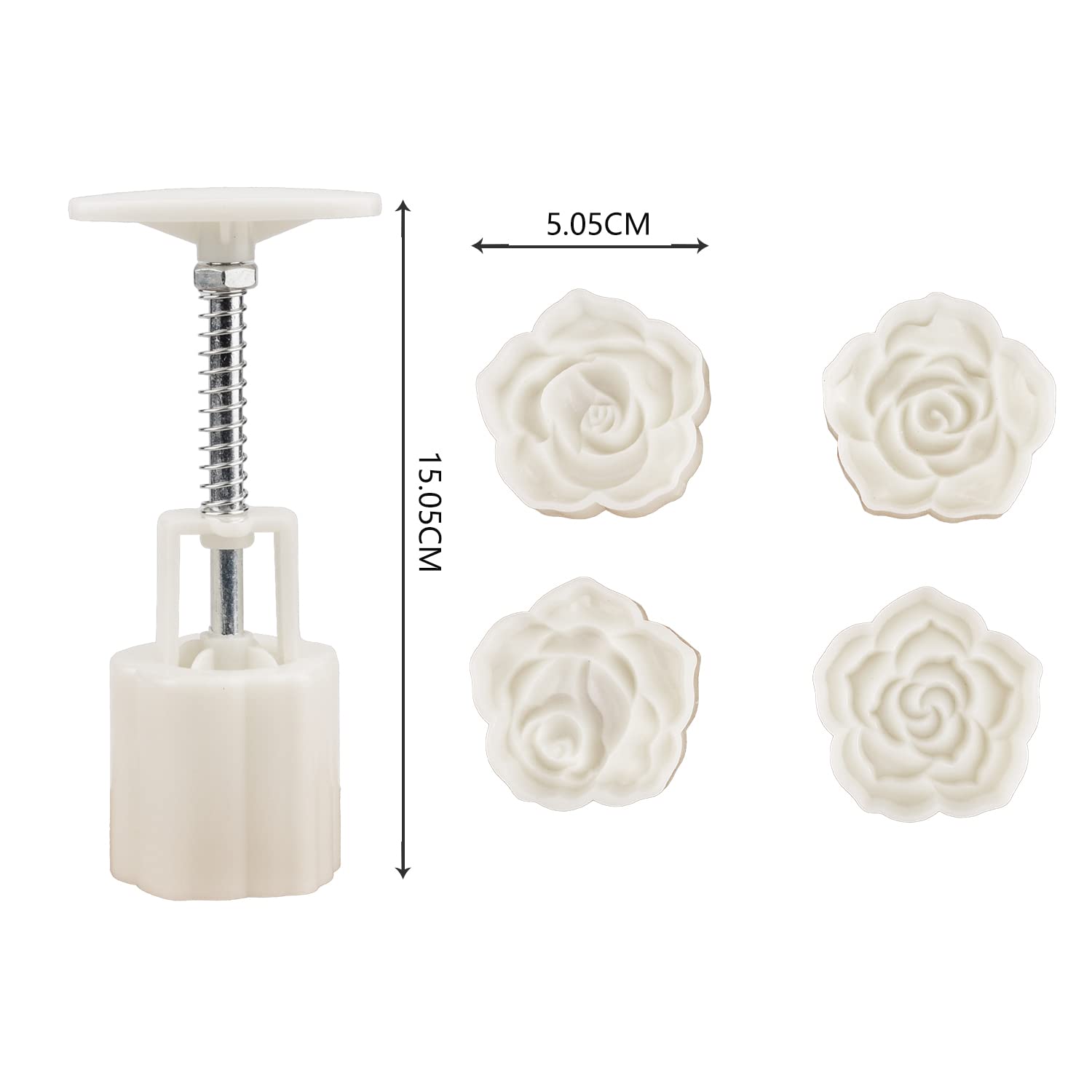 Cute Shaped DIY Mooncake Molds，Mooncake Mold Thickness Adjustable，Hand Press Cookie Dessert stamp Pastry Decoration Tool (4 roses)
