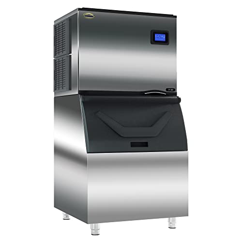 PAKROMAN 500LB/24H Commercial Ice Maker Machine, 450LB Large Storage Bin, 1201W SECOP Compressor, ETL Listed, ETL Sanitation Listed, CE, CEC, Air Cooled, Magnetic Door Panel, Automatic Cleaning