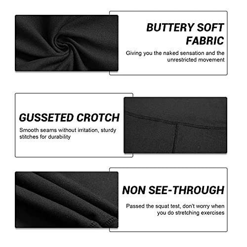 GAYHAY High Waisted Leggings for Women - Soft Opaque Slim Tummy Control Printed Pants for Running Cycling Yoga A-Black