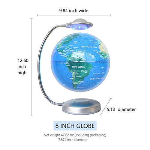 Floating Globe, 3D Rotation with Led Magnetic Levitation Globe, Floating World Map for Learning and Education, Home Desk Decoration, Creative Gift Decoration