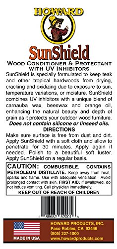 HOWARD SWAX16 Outdoor Furniture Wax, 16 Fl Oz (Pack of 1), Yellow