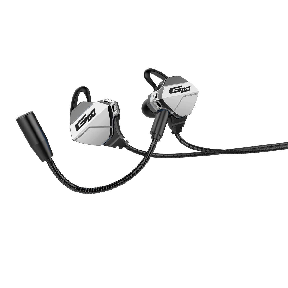 LancaTune Gaming Earbuds with mic in-Ear Gaming Headset with 3.5mm Jack Dual Microphones Design Noise Cancelling for Mobile Gaming, Nintendo Switch, Xbox One, PS4, PS4 Pro, Laptop, PC- Black/Silver
