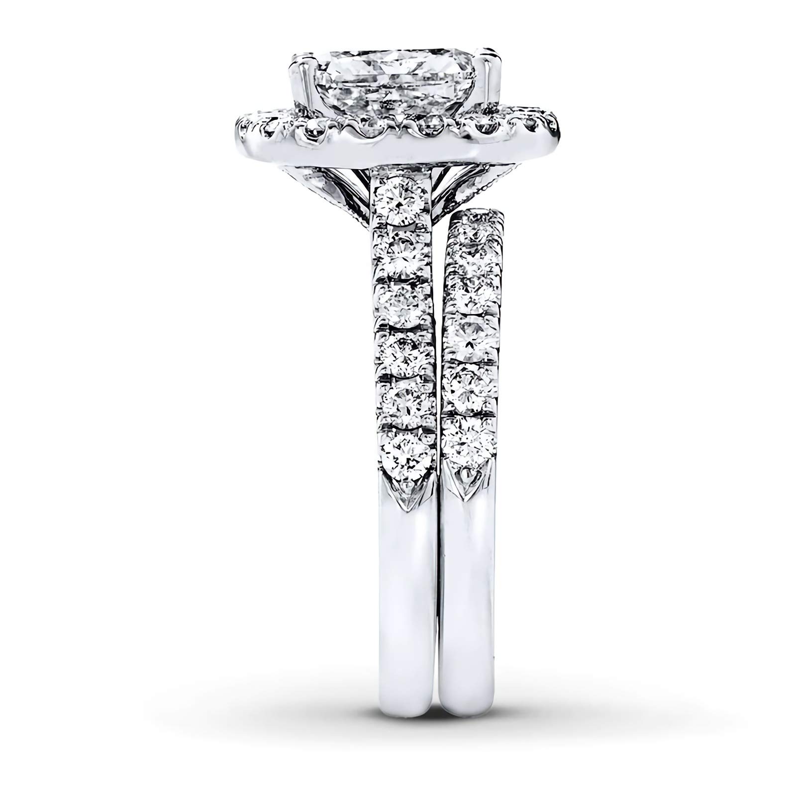 Bridal Set 3-1/3 CT Radiant Cut Moissanite Engagement Rings for Women Platinum Plated Silver Size 6.5