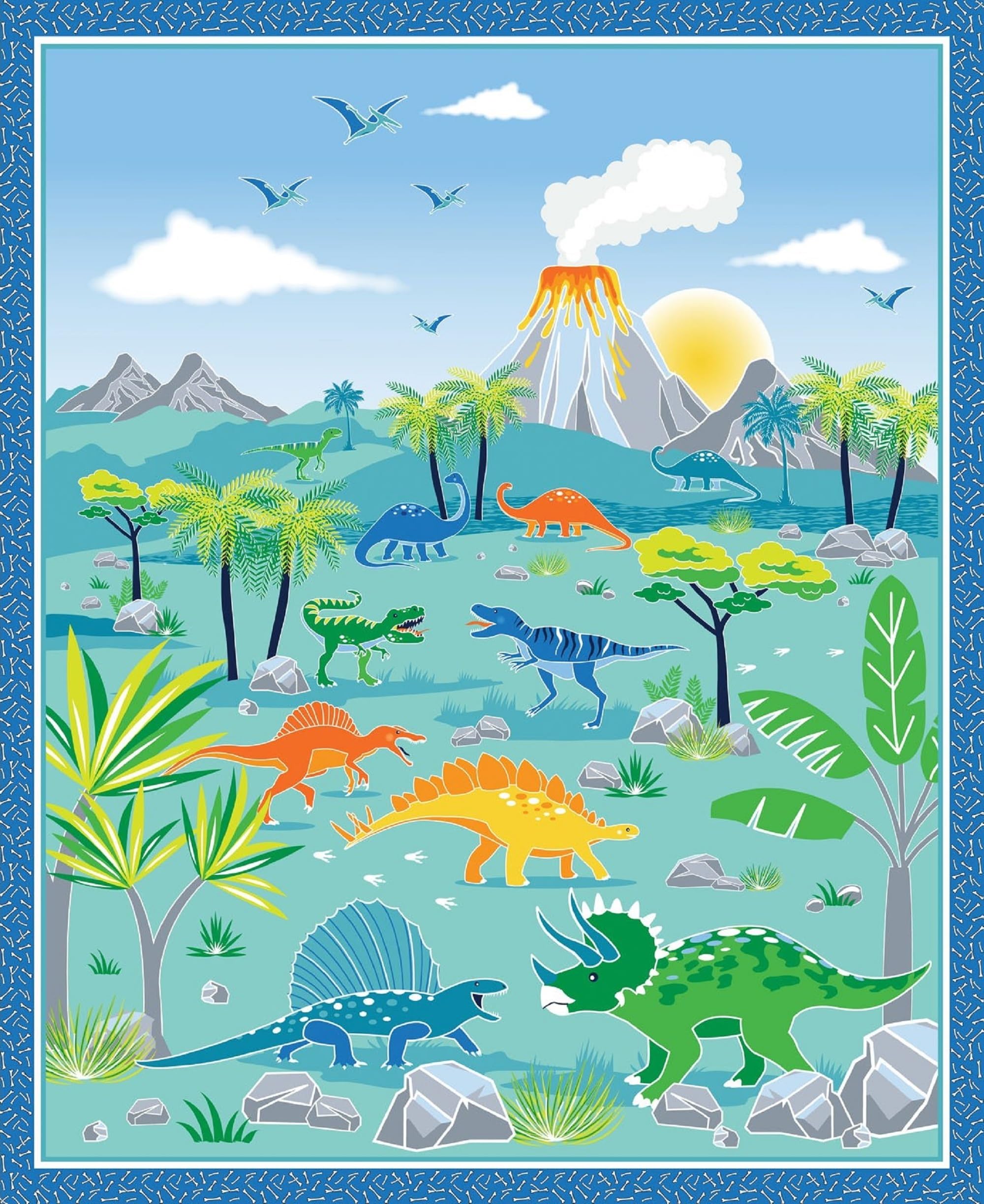 Benartex Glow-O-Saurus - Glow in The Dark Panel 36"x43"