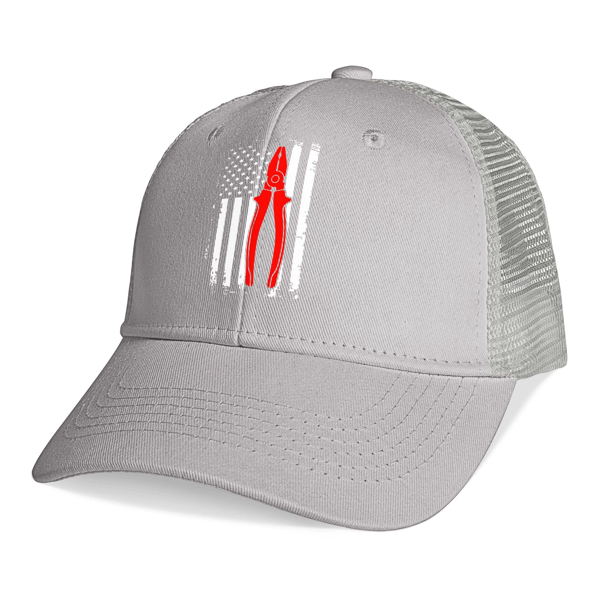 Baseball Cap Mesh Adjustable Electrician USA Flag Unisex Duck Tongue Hat Fits Travel Sunscreen Hat Outdoors