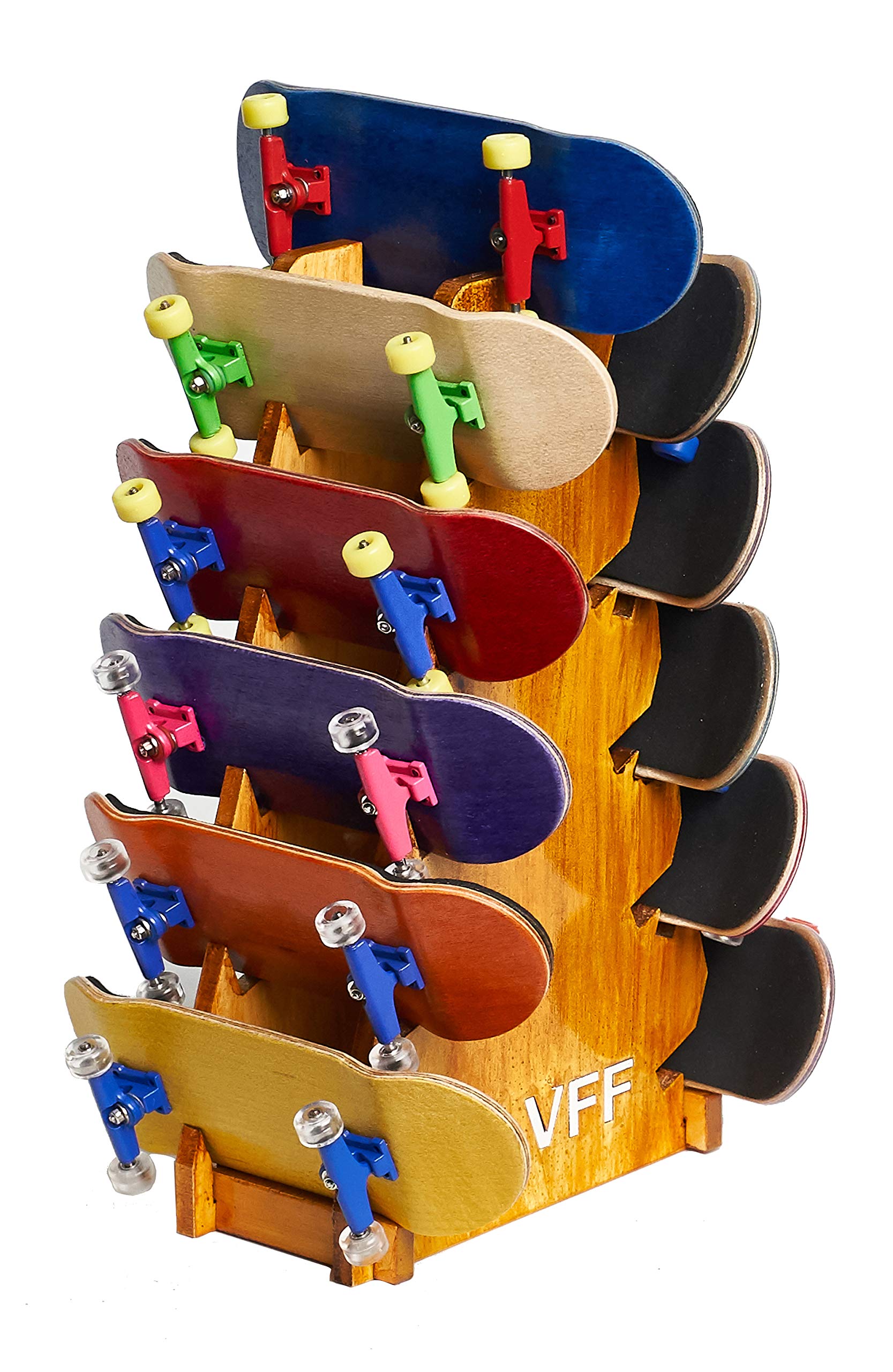 FLVFF Fingerboard Display Rack Storage Organizer Exhibit Finger Skate Rail ramps and Parks (RA1) (Brushed Light Brown)