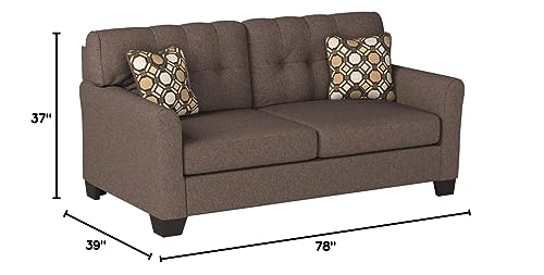 Signature Design by Ashley Tibbee Tufted Modern Sofa with 2 Accent Pillows, Dark Taupe