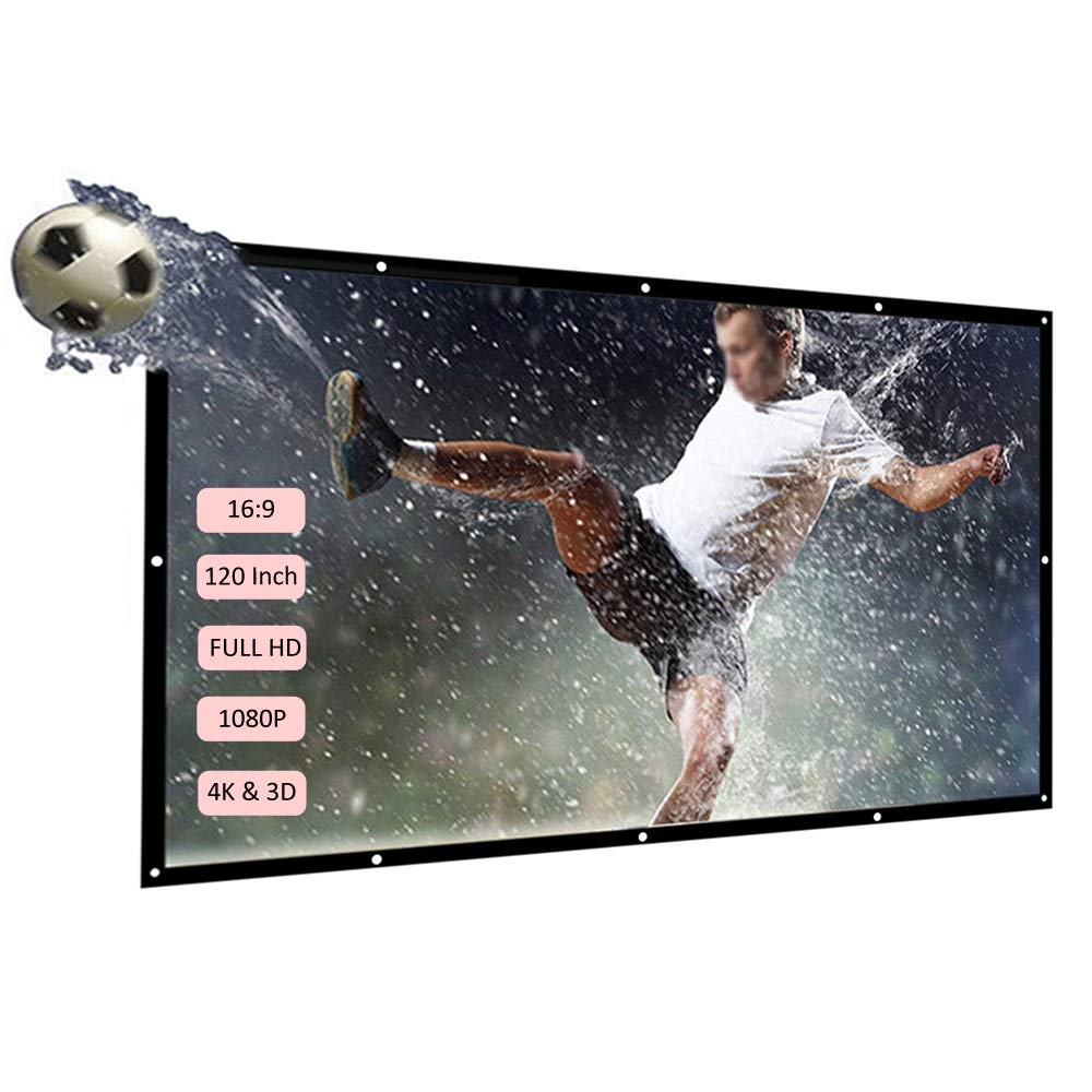 APAINI 120'' Foldable Projector Screen 16:9 Video Projection Screen Wall Mounted Projector Screen for Outdoor House Theater