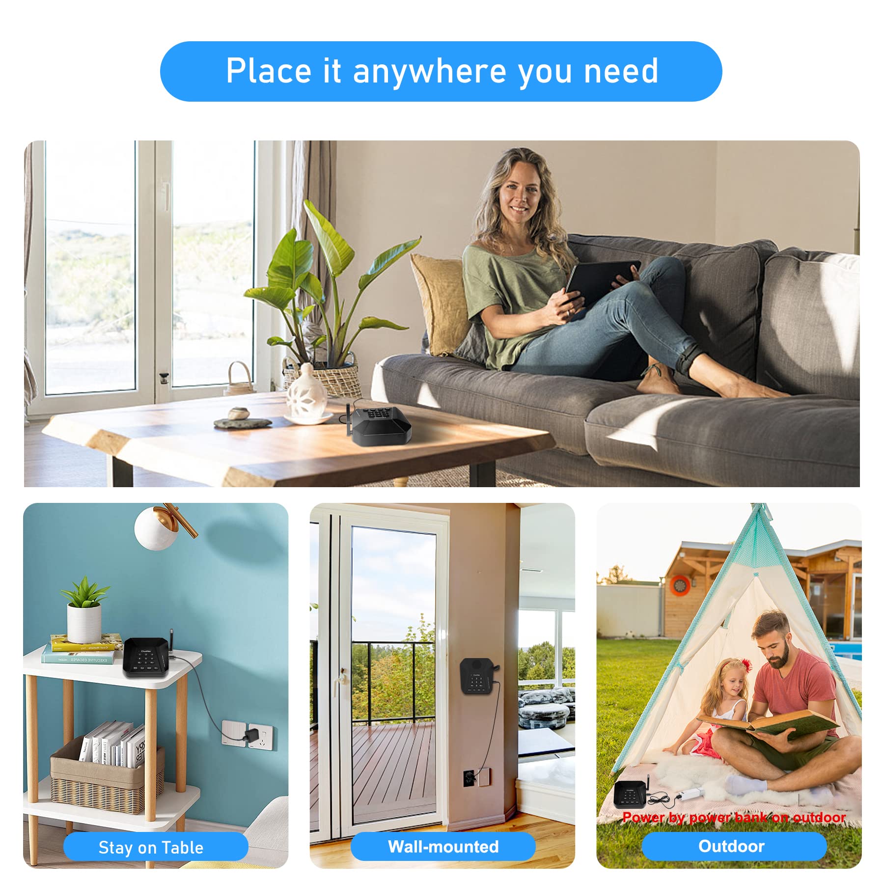ChunHee Intercoms Wireless for Home, 21 Channels Office Business Wireless Intercom System, Two-way Radio Room to Room Communication Intercom for Home Use-Support Battery Powered (Battery Not Included)