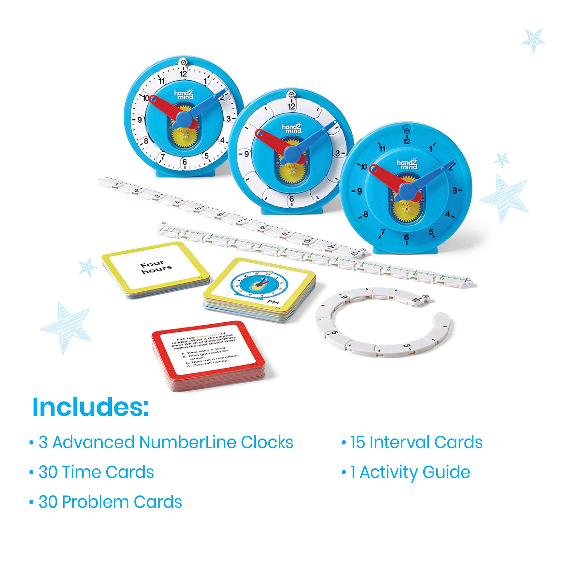 Learning Resources Learning Intervals of Time Centre Kit 16 Games and Activities, NumberLine Clock for Kids Learning To Tell Time, Math Manipulatives for Telling Time, Analogue Clock (1 Pack)
