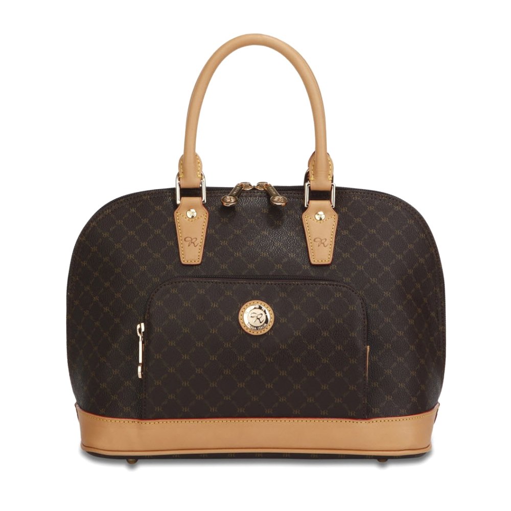 Rioni Designer Handbags & Luggage Signature Brown Dome Handle Bag