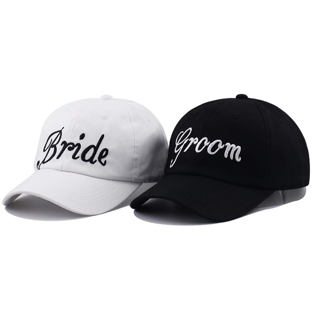 Bride and Groom Hats Baseball Caps Wedding Newlywed Honeymoon Party Gift Embroidery Adjustable Bride + Groom