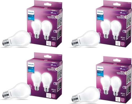 PHILIPS LED Frosted Flicker-Free Dimmable A19 Ultra Definition Light Bulb, EyeComfort Technology, 800 Lumen, Daylight (5000K), 8W=60W, E26 Base, Title 20 Certified