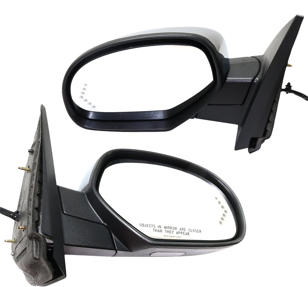 Kool Vue Left & Right Power Heated Mirrors for Chevrolet Silverado 1500 Cadillac Escalade 2009-2014 Power Fold With Signal Light, Memory & Puddle Lamp Chrome without Marker Light; without Spotlight