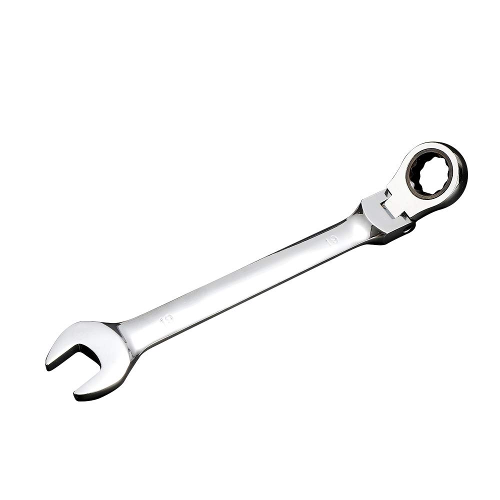 FLZOSPER 12pc. Tightspot Flex-Head Ratcheting Wrench Set，8-19mm Metric CR-V Quick Access Spanner with Portable Toolbox (12PC. Flex Head Wrench)