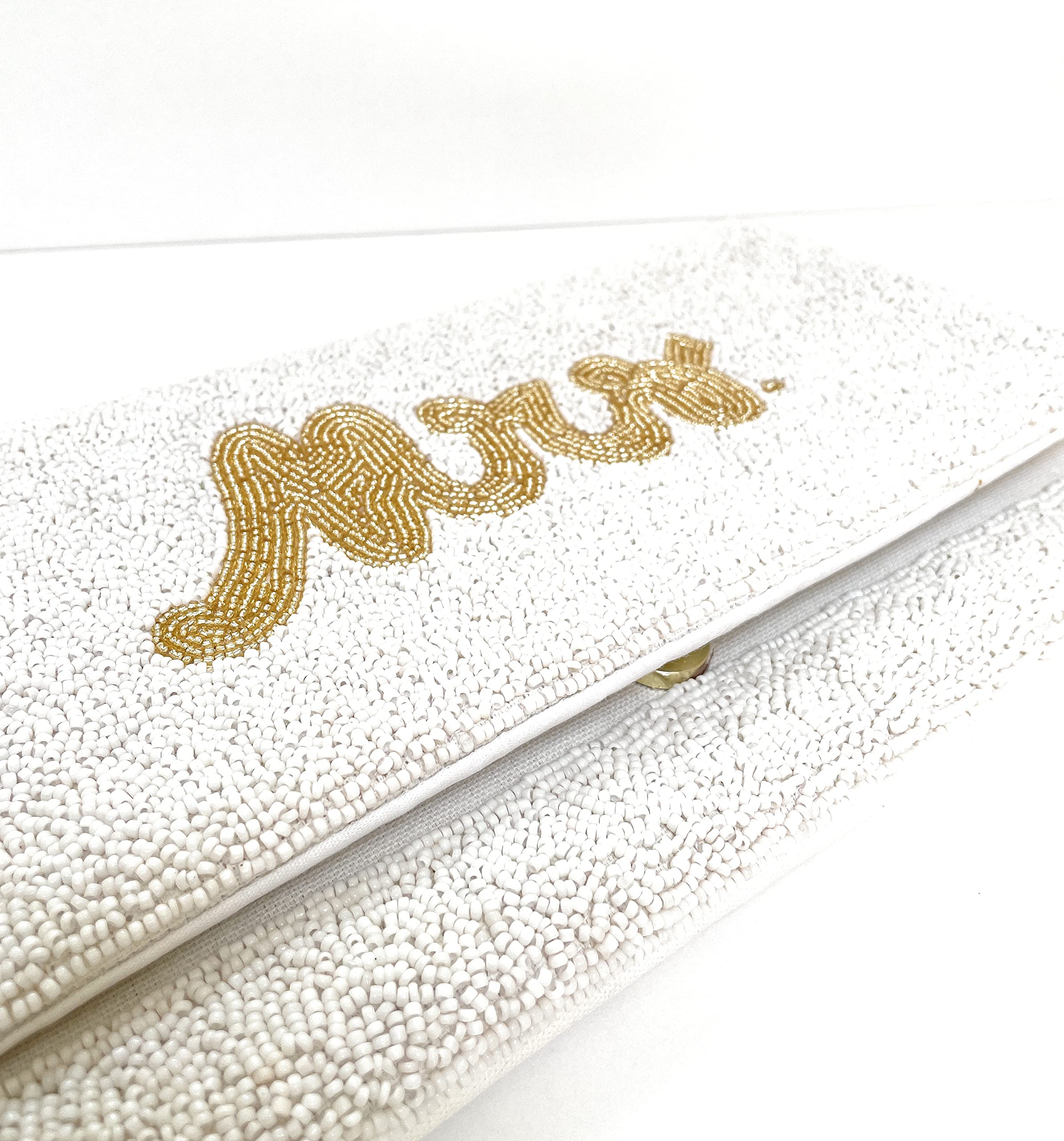 BRIDE Gifts, Gifts for Bride, Wedding Gift, Bride To Be Gift, Bride Clutch Purse, Engagement Gift, Seed Beads Clutch, Bride Beaded Clutch, MRS Bride Bag, White