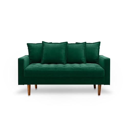 SILKIR Mid-Century Modern Small Spaces Comfy Velvet Living Room,Office,and Apartment,Loveseat Couch Sofas, 58 Inch, Green