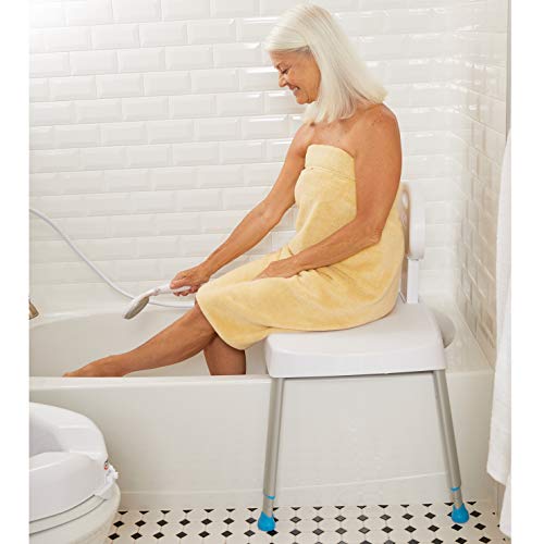 Carex Easy Transfer Shower Bench - Shower Chair for Elderly and Tub Transfer Bench for Bathtub, Shower Transfer Bench, Transfer Tub Bench with Back, Tub Bench Transfer Seat