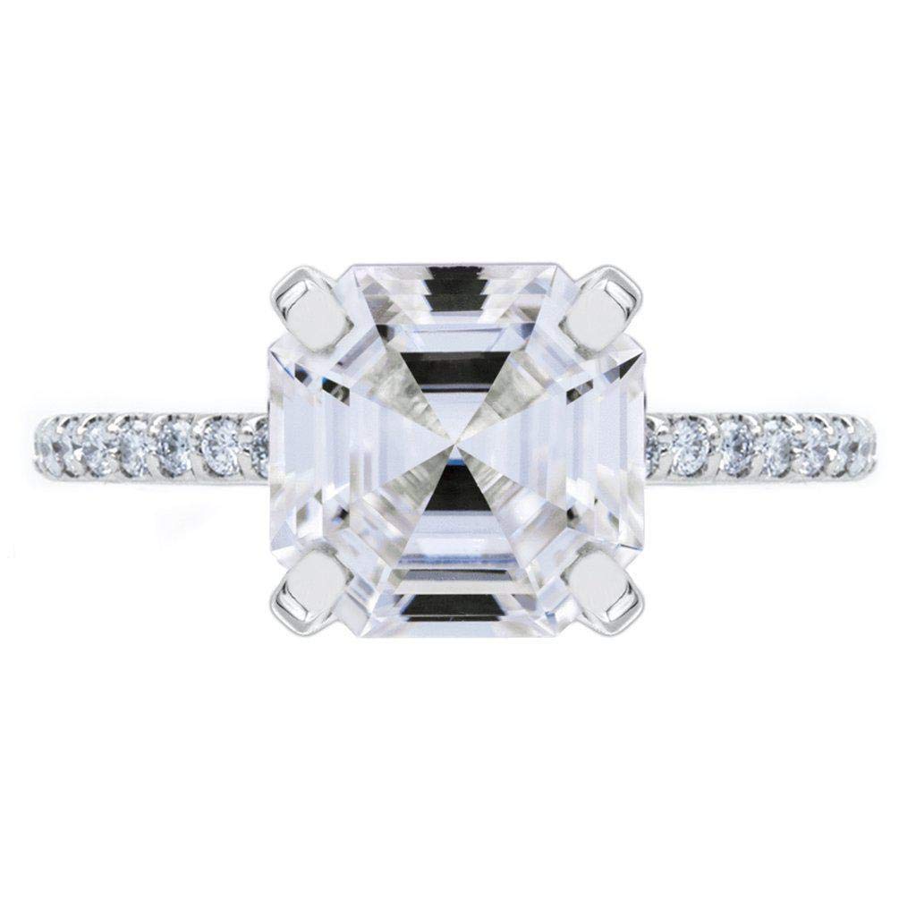 Bhumi Gems 2CT Asscher Colorless Moissanite Engagement Ring Wedding Bridal Ring Set Eternity Antique Vintage Solitaire Hidden Halo Dainty Statement Minimalist Promise Her