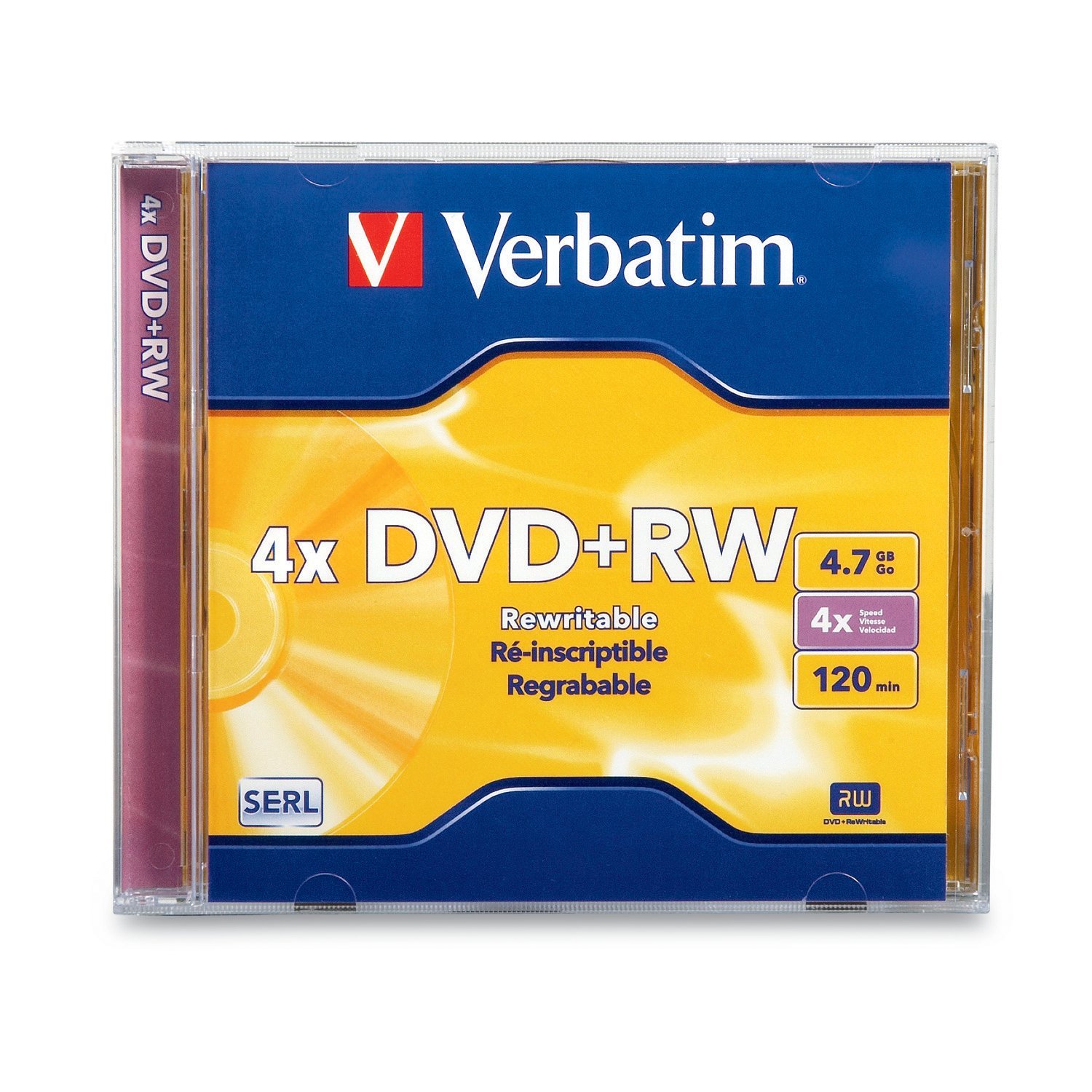 Verbatim DVD+RW 4.7GB 4X with Branded Surface - 1pk Jewel Case