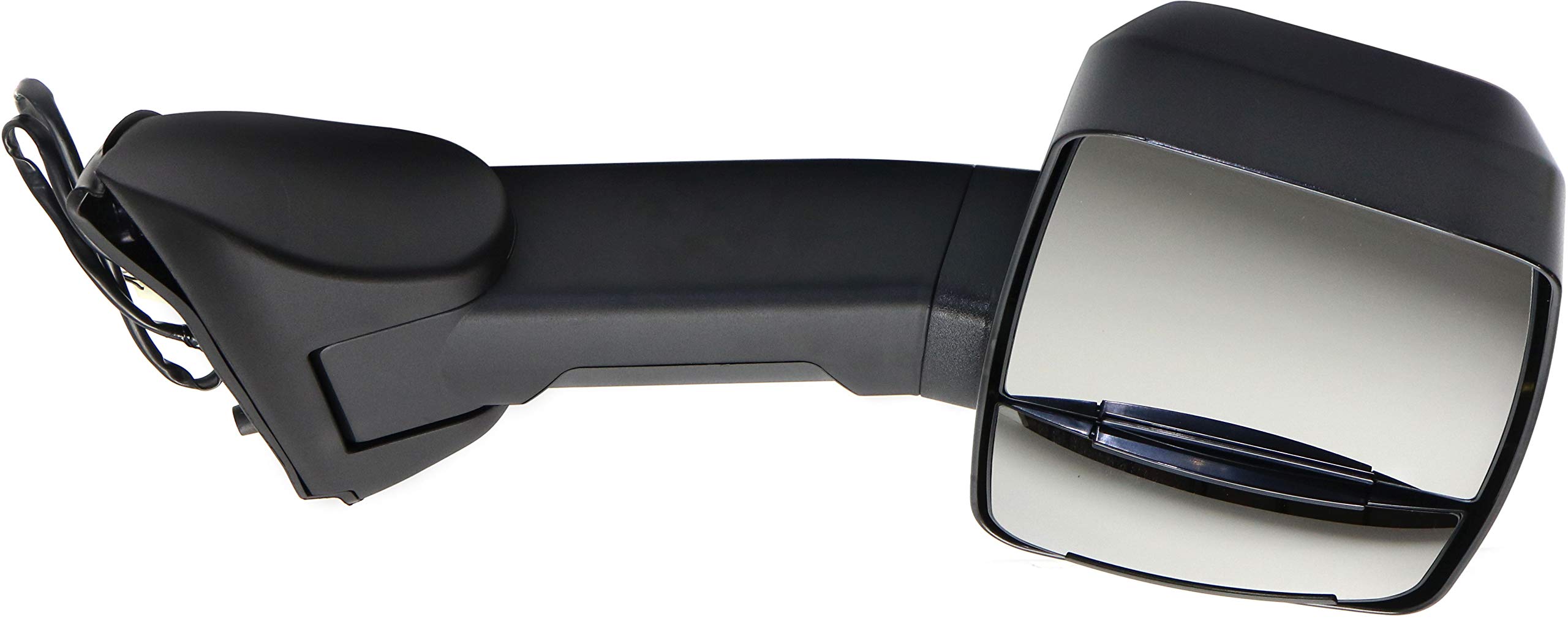 Kool Vue Mirror Set Compatible with 2003-2014 Ford E-150, 2003-2005 E-150 Club Wagon, 1992-2002 E-150 Econoline, Towing, Power, Heated, Textured Black, Manual Folding, Single Arm