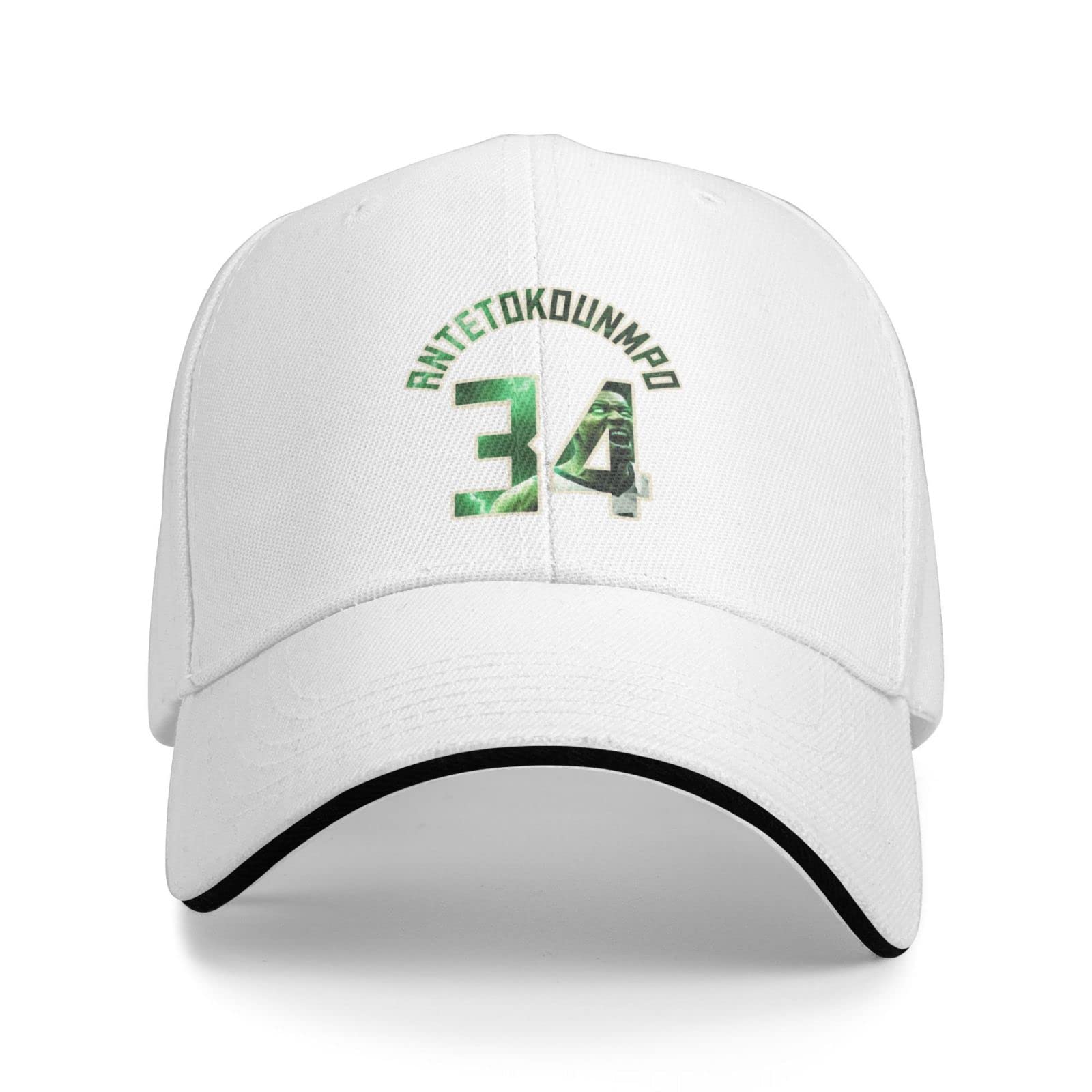 Basketball_Star_#34_Giannis_Antetokounmpo_God Hats Baseball Cap Baseball Hat Adjustable Fashion Outdoors Caps Unisex White