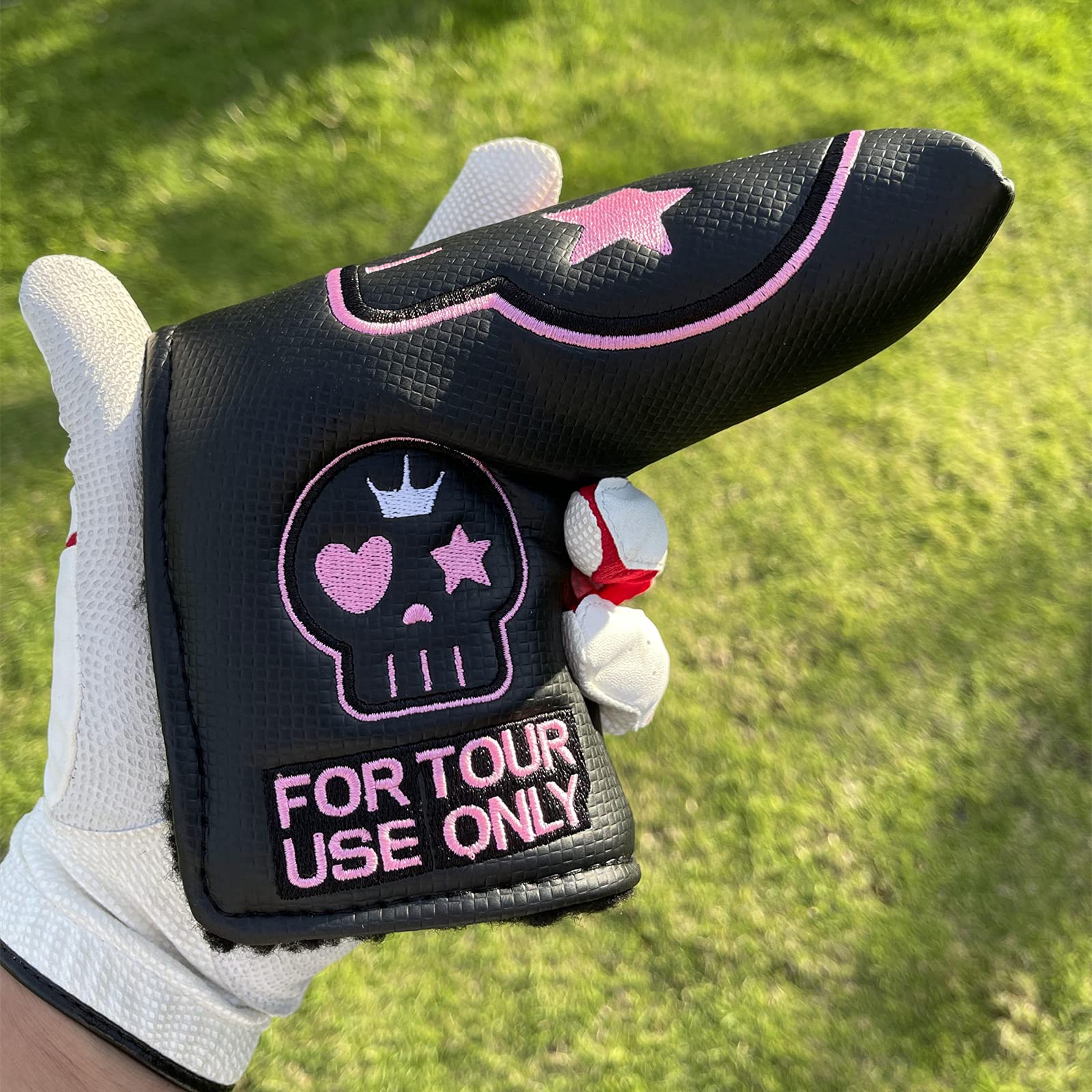 CALONG Golf Putter Blade Head Cover Black/Pink Skull Golf Clubs Cover for Scotty Cameron Ping Odyssey Taylormade