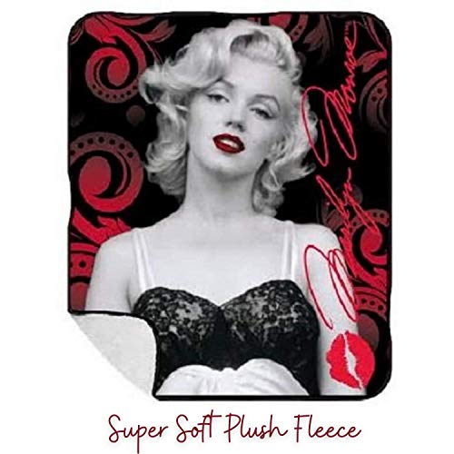 Silver Buffalo Marilyn Monroe Black Lingerie Sherpa Throw Blanket, 50 x 60 inches, Multicolored