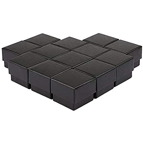Sdootjewelry Ring Box, 1.97 x 1.97 x 1.57β Kraft Earring Ring Boxes, 50 Pack Square Cardboard Jewelry Gift Boxes Black Small Earring Ring Gift Box with Foam Insert for Wedding Propose Jewelry Packing