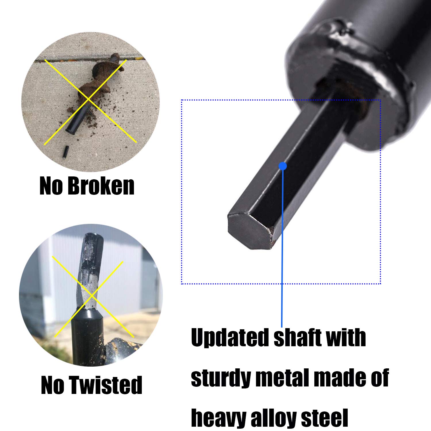 Cyleodo Garden Auger Spiral Drill Bits,4X12” Post Hole Diggers Auger Drill Bit Drill Auger Attachment with Non-Slip 3/8” Hex Drive Drill