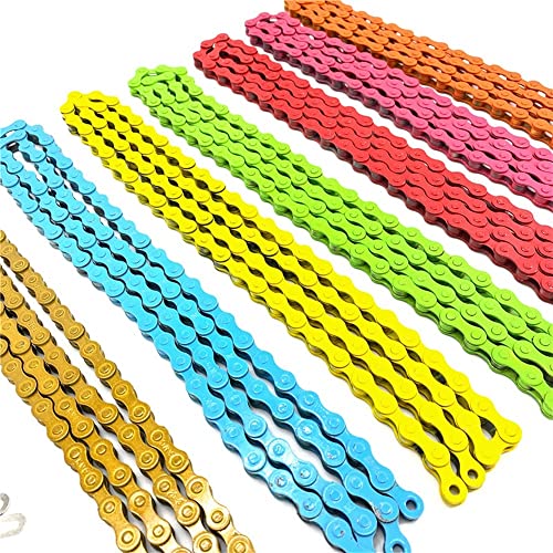 Bicycle Chain Single Speed Fixed Gear 98L with Chain Link Tricycle Bicycle Chain Bike Parts (Color : Pink 1pcs)
