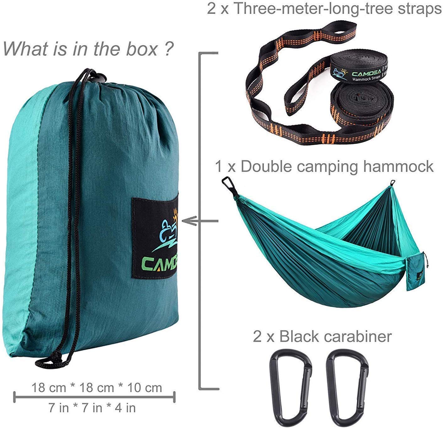 CAMDEA Double Camping Hammock with Tree Straps, Camp Lightweight Portable Hammock 2 Person, Hammock Tent Swing for Sleeping, Backpacking, Travel, Outdoor, Beach, Hiking, Sport