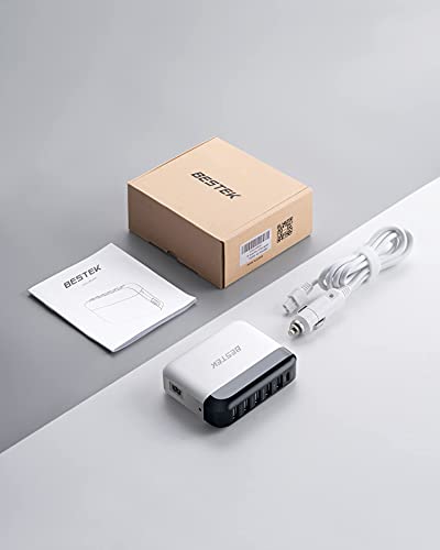 BESTEK Multi Ports USB Car Charger, Fast Charge 86W 9A Quick Charge 3.0 & USB-C PD Car Charger Adapter with Smart Identification for Cell Phones, Tablets and Other USB Devices