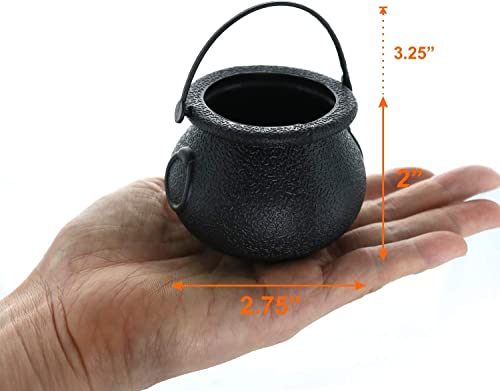 GIFTEXPRESS 24-Pack Mini Cauldron Kettles Novelty Candy Kettles for St Patrick Decoration, Pot of Gold Cauldron, Halloween Black Cauldrons Candy Holder, Witches Cauldron, Cauldron Pot Party Favors