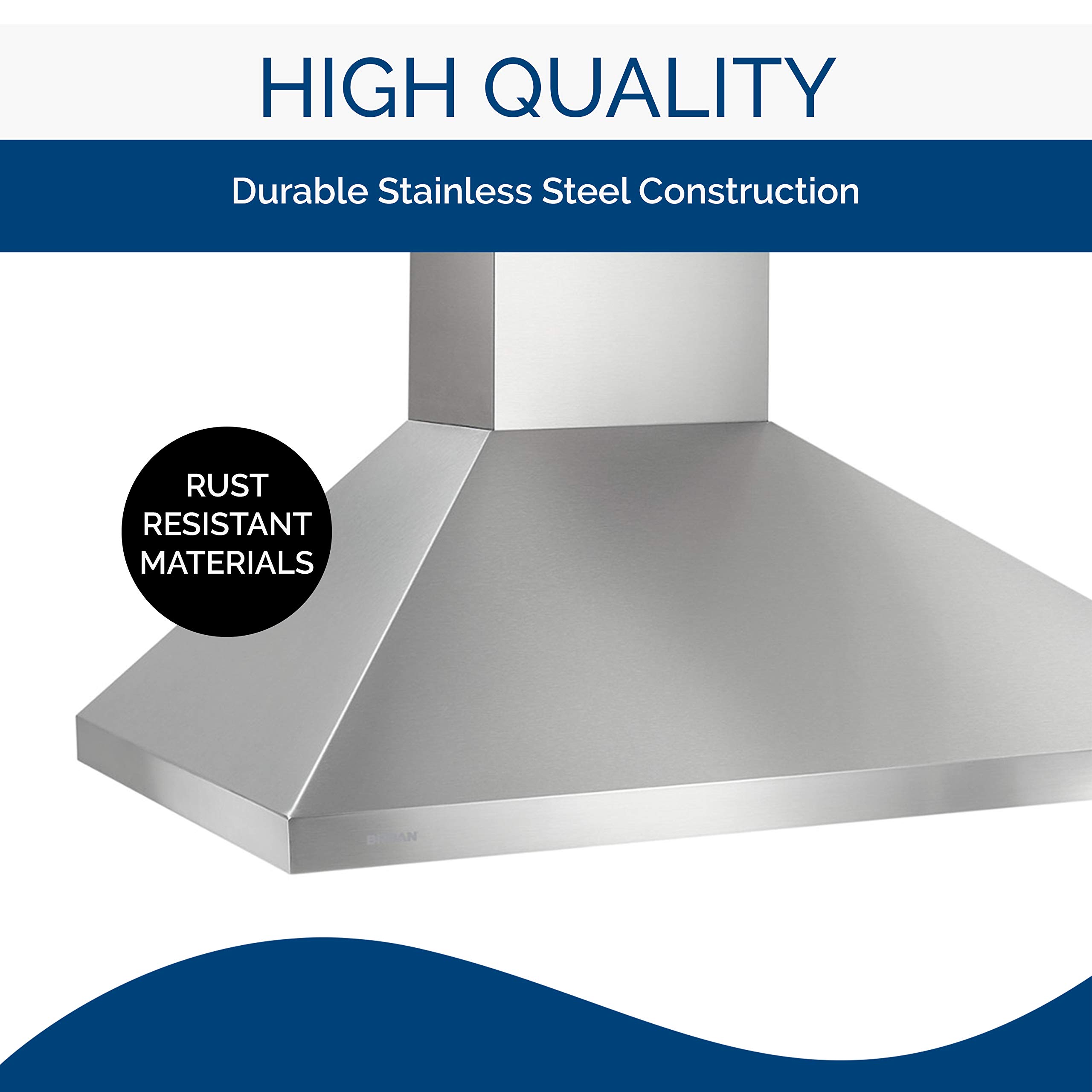 Broan-NuTone BW5030SSL Stainless Steel LED 30-inch Wall-Mount Convertible Chimney-Style Range Hood with 3-Speed Exhaust Fan and Light