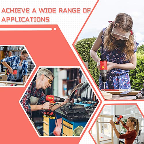 Cordless Drill Set, 20V Brushless Drill Driver, 2x 2.0Ah Li-ion Batteries, 530 In-lbs Torque, 1/2β All-metal Chuck, 21+1 Torque Settings, 0-1500RPM Variable Speed, 33pcs Accessories with Case