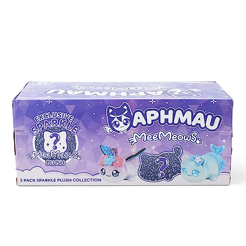 Aphmau 6β MeeMeow Plush Sparkle Collection 3-Pack, Surprise Box That Includes 2 Sparkle Plush + 1 Mystery Plush, Official Merch