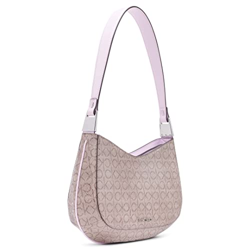 Calvin Klein Charlie Top Zip Organizational Shoulder Bag, Almond/Taupe/Orchid
