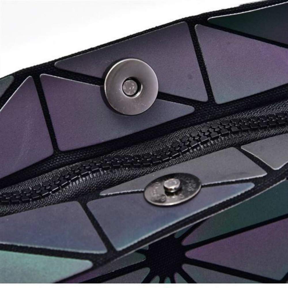 Kbinter Geometric Luminous Purses and Handbags Shard Lattice Eco-Friendly Artificial Leather Rainbow Holographic Purse (Gray)