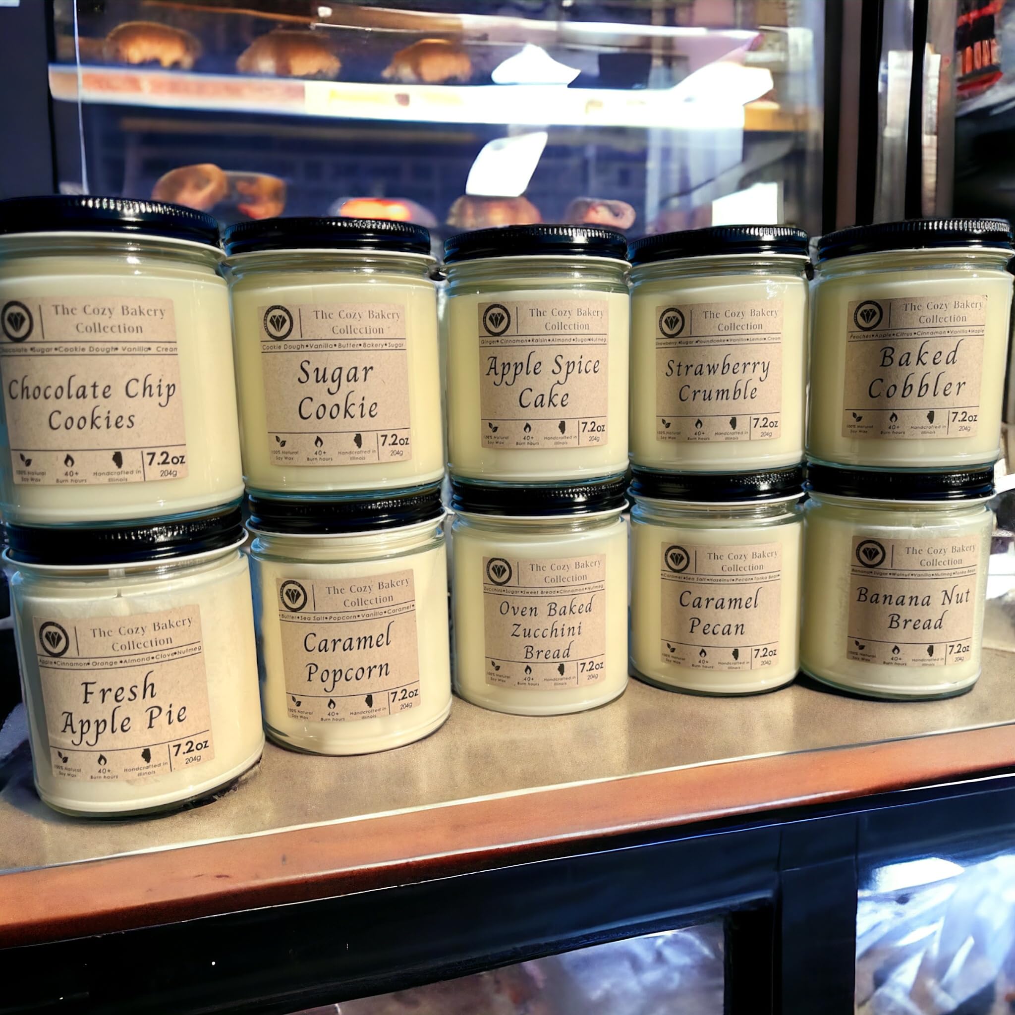 Cozy Bakery Collection: Homemade 100% Soy Candles | 10 + Scents | Clean Burning | Toxin Free (Oven Baked Zucchini Bread)