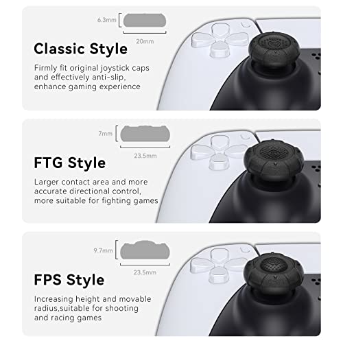 GeekShare Thumb Grip Caps for Playstation 5 Controller, Thumbsticks Cover Set Compatible with Switch Pro Controller and PS4 PS5 Controller, 3 Pairs / 6 Pcs (Black)
