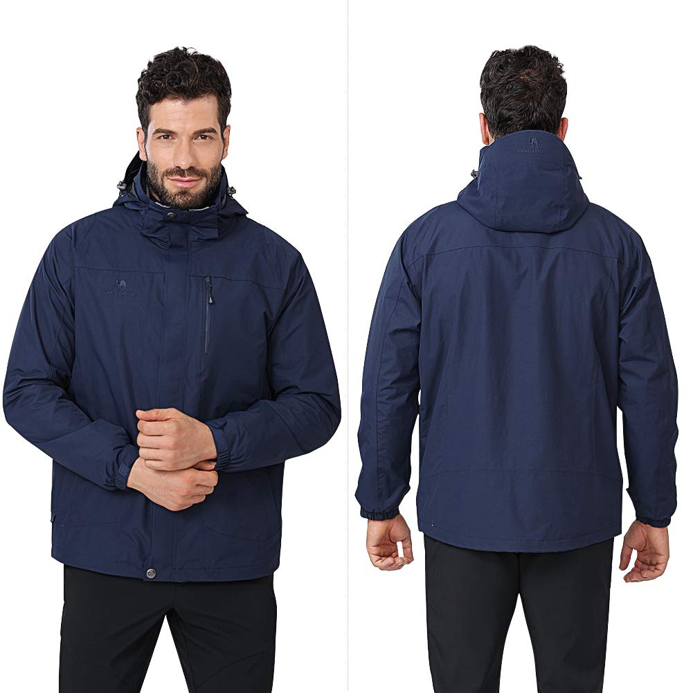 CAMEL CROWN Men’s Ski Jacket 3 in 1 Waterproof Winter Jacket Snow Jacket Windproof Hooded with Inner Warm Fleece Coat