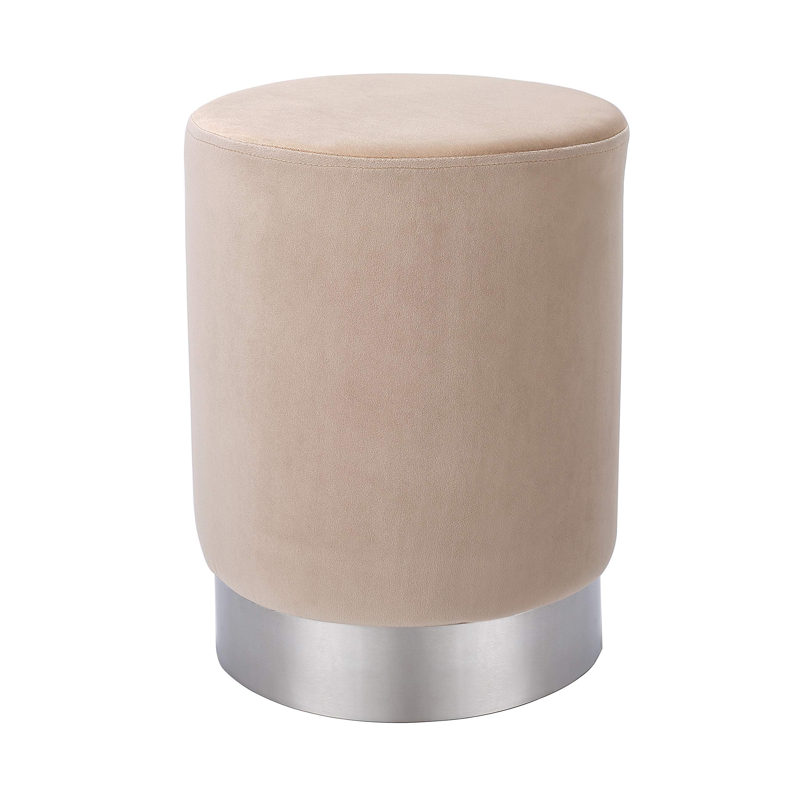 BIRDROCK HOME Round Taupe Velvet Ottoman Foot Stool ā Soft Compact Padded Vanity Stool - Great for The Living Room, Bedroom and Kids Room - Small Furniture (Taupe)