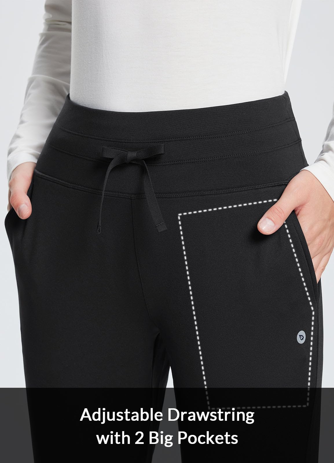 BALEAF Women's Sweatpants Fleece Lined Pants High Waisted Sweat Pants Winter Thermal Ski Hiking Joggers Black L