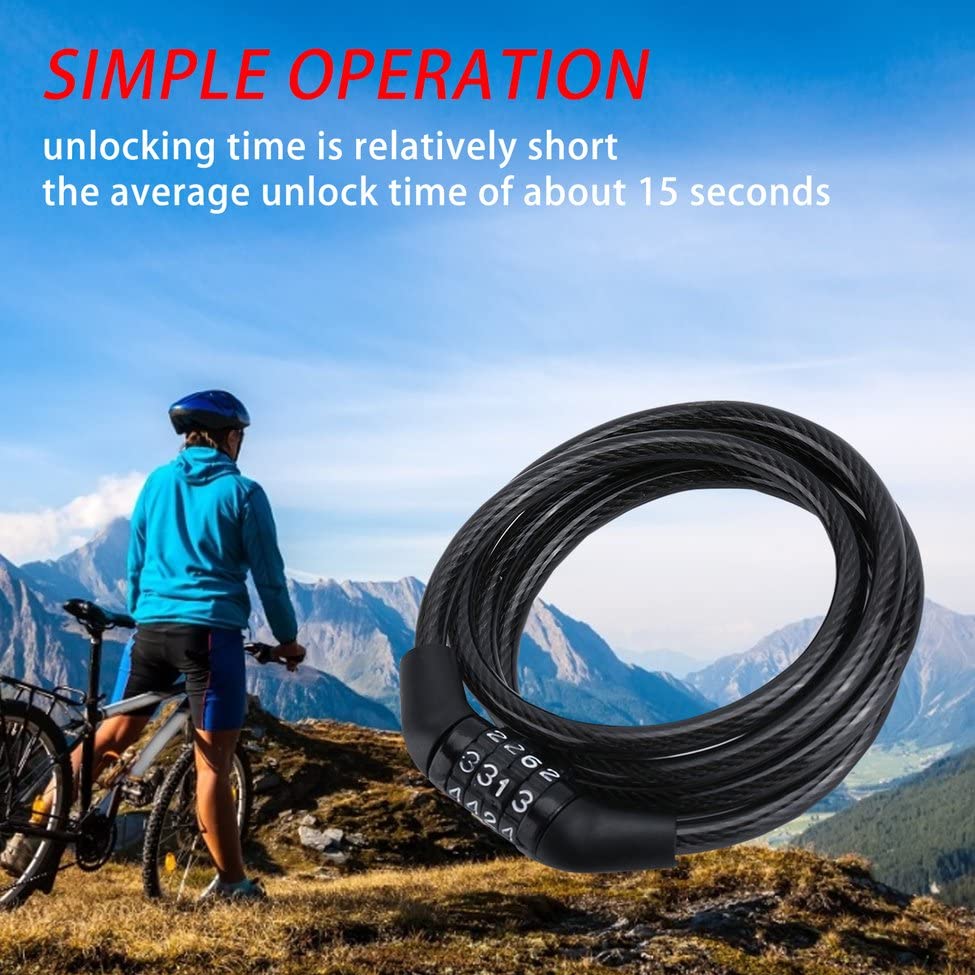 Bicycle Lock Code Bike Cycling Key Locks Password Combination Security Steel Wire Locks Bicycle Accessories